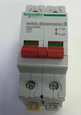 SCHNEIDER 100A ISOLATOR 2 POLE SWITCH DISCONNECTOR DOM100SW (S371 ...