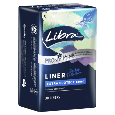 Libra Liner Extra Protect 30 Pack ProSkin Breathable 4x More Absorbent ...