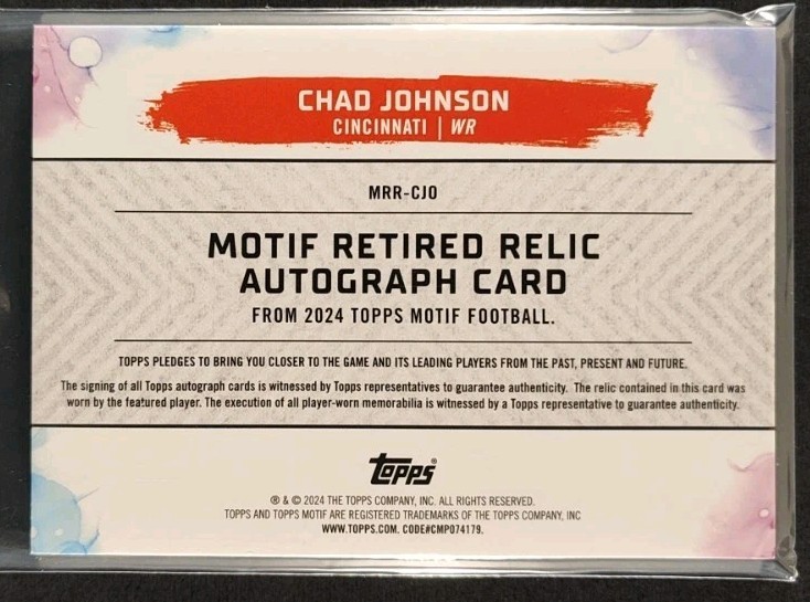 2023 TOPPS MOTIF RETIRED RELIC AUTOGRAPH WINSOR GREEN CHAD JOHNSON 16/ ...