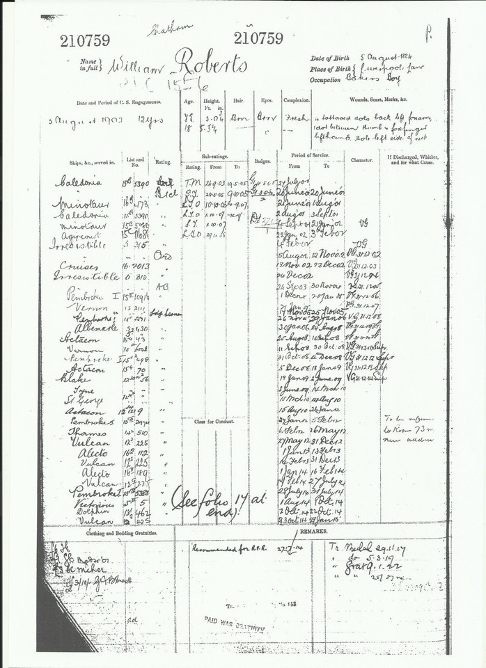 1915 STAR ROBERTS ROYAL NAVY HMS ABERCROMBIE MONITOR GALLIPOLI ...