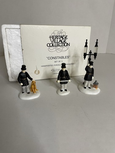 Department 56 Heritage Village- "Constables" 3 Piece Set Complete w ...