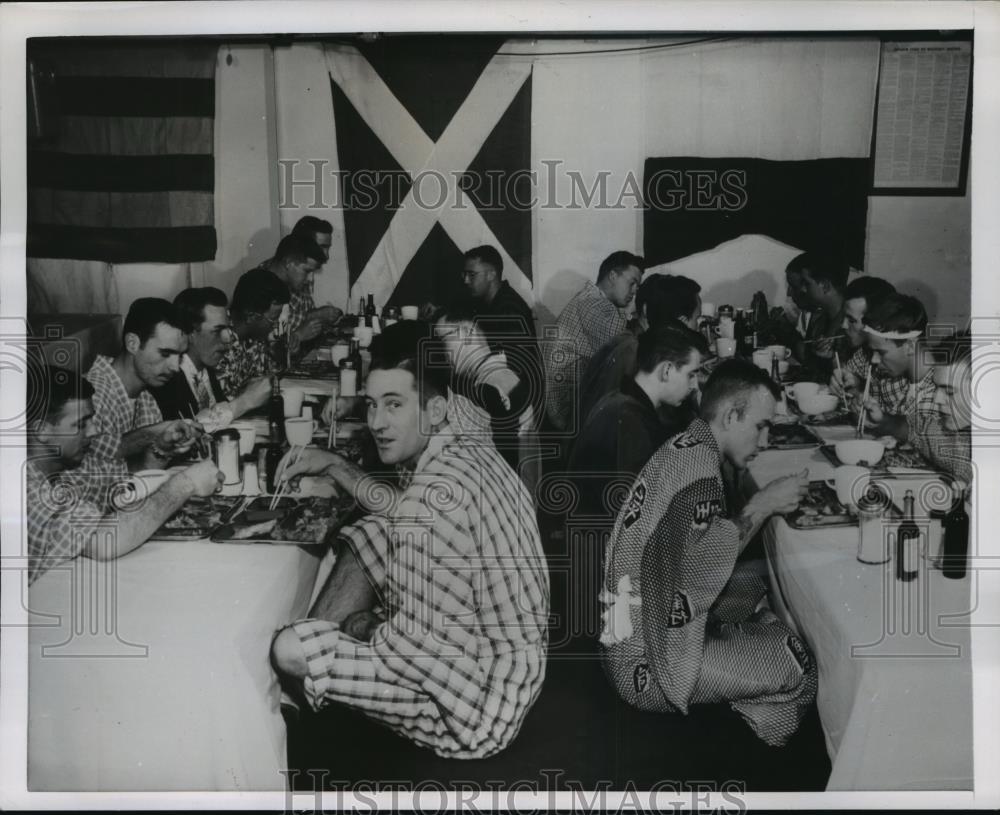 1954 Press Photo USS George Clymer Crew Members Attend Party Aboard ...