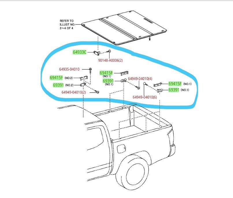 16-23 TACOMA TONNEAU COVER STRIKERS, COVERS, FASTENERS HARDWARE KIT ...