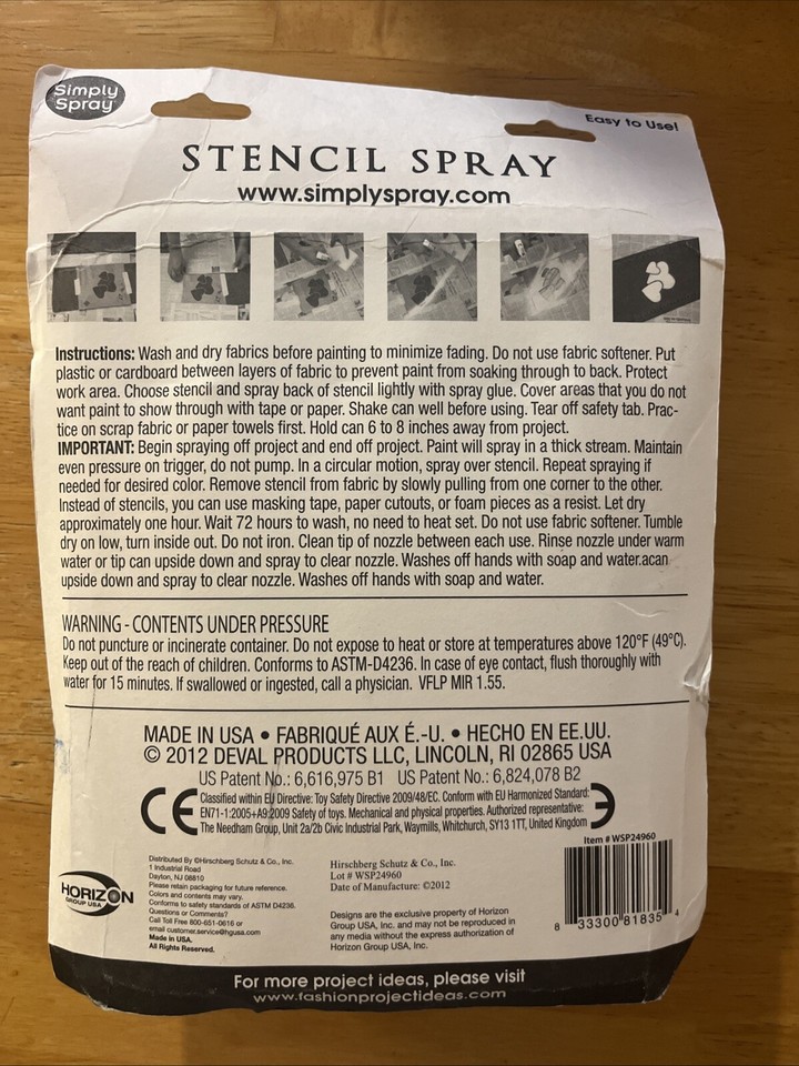 SIMPLY SPRAY Stencil spray Opaque Fabric Paint 3 Colors Each 2.5 Fl oz ...
