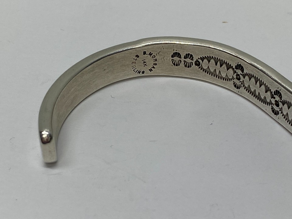 B. MORGAN STERLING 14K GOLD STAMPED - STERLING SILVER - MENS Cuff 47.4g ...