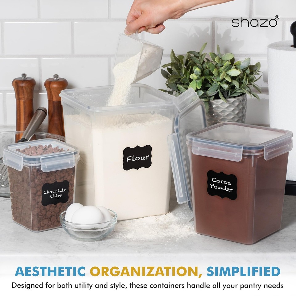 Best Shazo Flour Sugar Storage Containers Set of 3 6L 2.9L, 1.1L Large ...