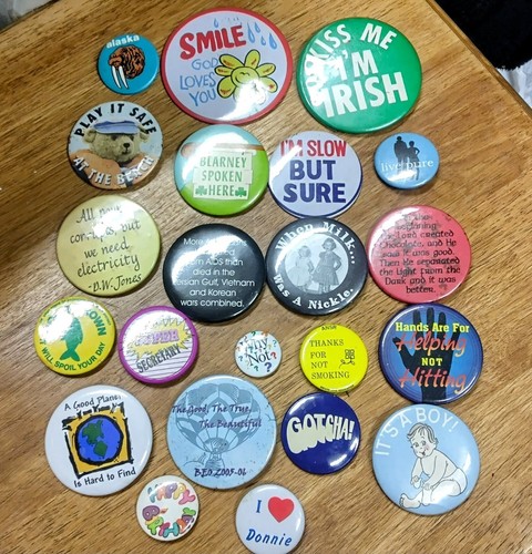 Vintage Collection Lot Of 23 Sayings Quotes Words Pin Backs Buttons ...