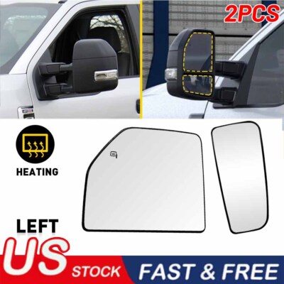 2PCS Tow Mirror Glass Lower Upper Heated Driver Side For 2017-2022 FORD ...
