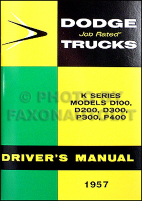 1957 Dodge Camion Proprietari Manuale 57 Pickup Panel Sweptside D100 ...