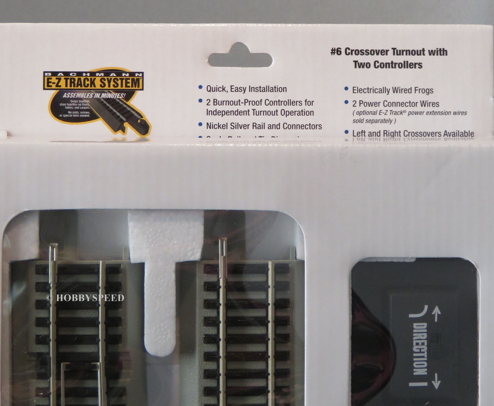 BACHMANN 44575 E-Z TRACK HO #6 LH CROSSOVER SWITCH/2 CONTROLLER turnout ...
