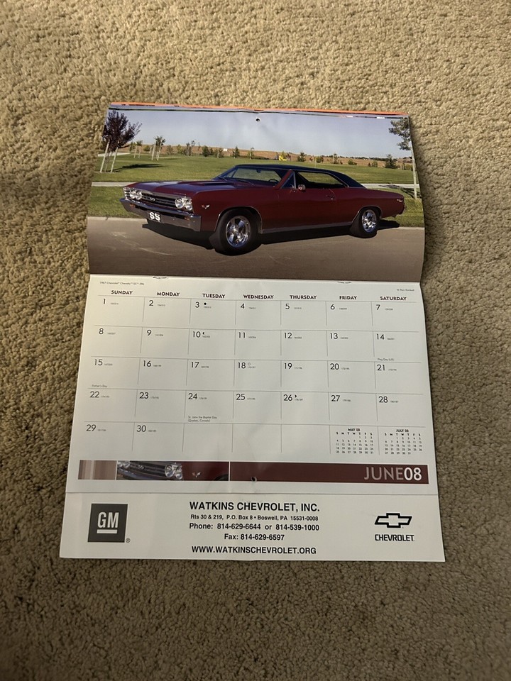vintage collector calendar (2008 Watkins Chevrolet Muscle Cars) | eBay