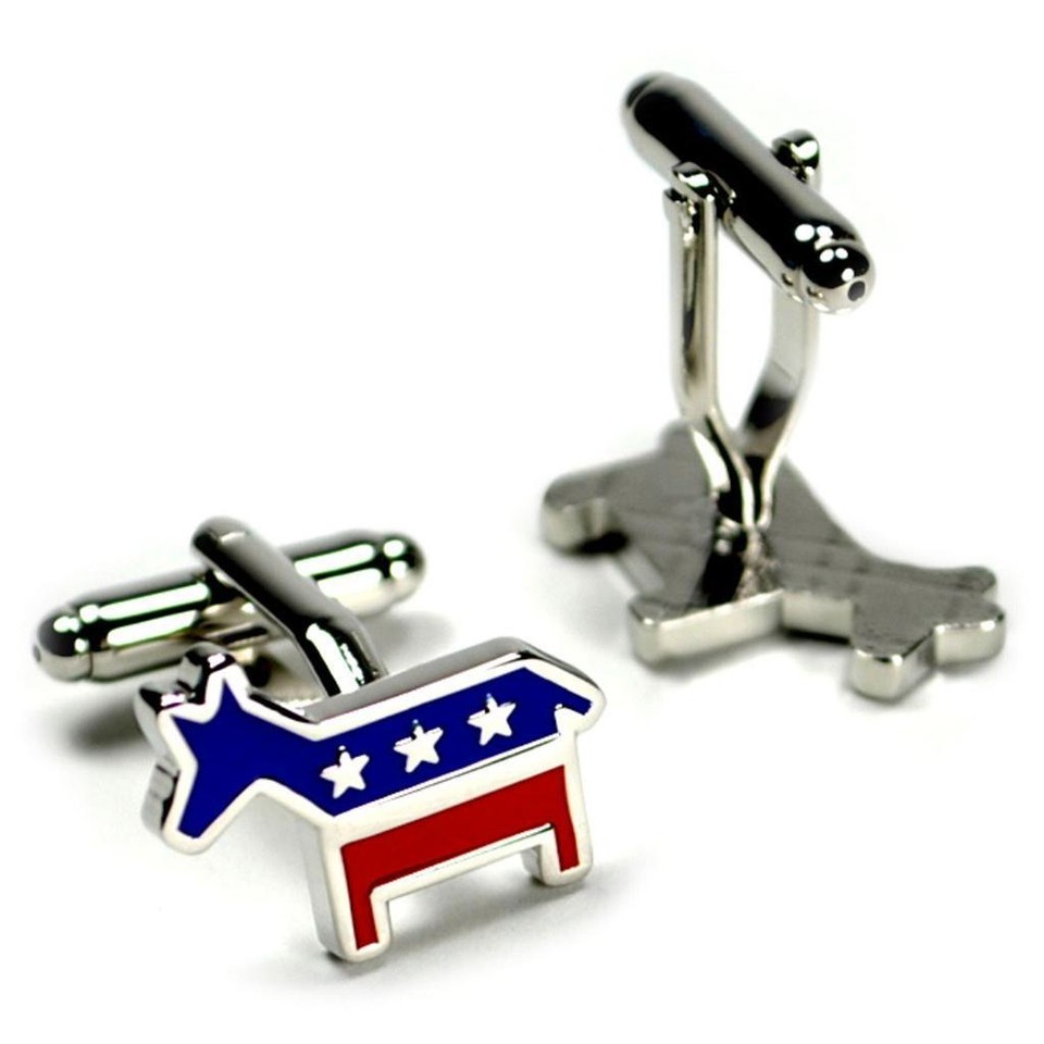 DEMOCRATIC PARTY CUFFLINKS Donkey Democrat Mascot Red Blue NEW w GIFT ...