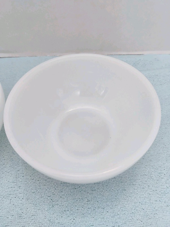 2 Vintage Fire King Ware Anchor Hocking White 5" Bowls USA Milk Glass ...