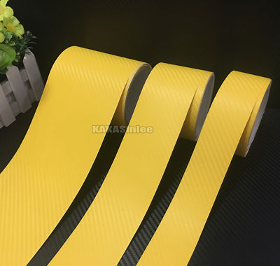 Useful Yellow 3D Texture Carbon Fiber Vinyl Tape Wrap Film Strips ...