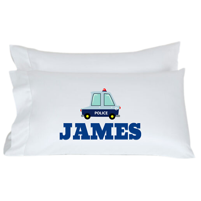 Personalized police car pillow case, custom name police pillow cover ...