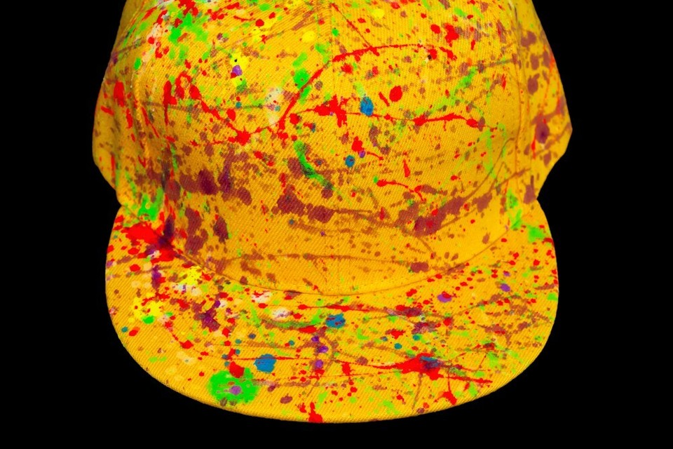 Custom splatter paint black light neon retro style trucker hat baseball ...