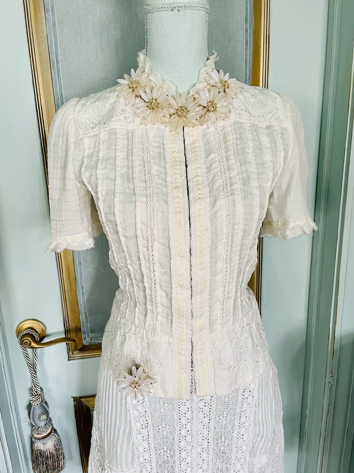 Cream Victorian Lace Jacket and Skirt Size S - Gem