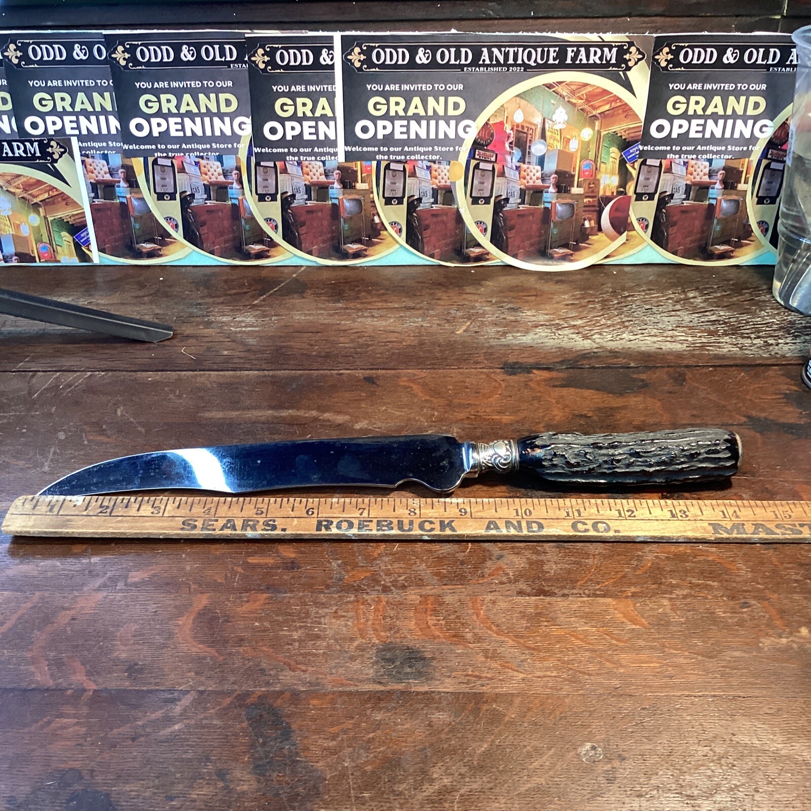 Lamson Goodnow Horn Antler Knife Sterling Collar Butcher Carving Meat ...