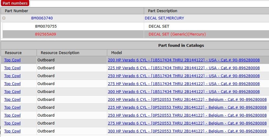 New/ OEM Mercury Verado Cowling Decal Set - Part#: 8M0070755 | eBay