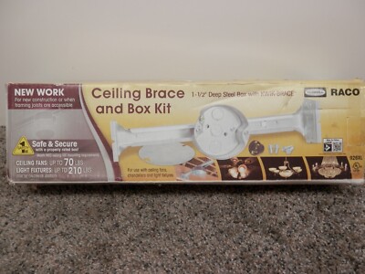 Hubbell Raco Ceiling Brace and Box Kit 926 1-1/2" Deep Steel Box | Fan ...