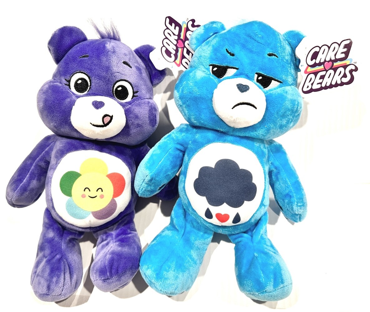 Lof of 2 - CARE BEARS 9" Plush Grumpy Eyes with Stormy Chest & Purple ...