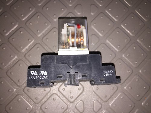 Young DSM-8 Relay Base 8-PIN 15A 300VAC w/Relpol RY2-1012-26-5124-L ...