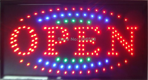 FLASHING LED OPEN SIGN 48CM X25CM /with on and off Light Display Window ...