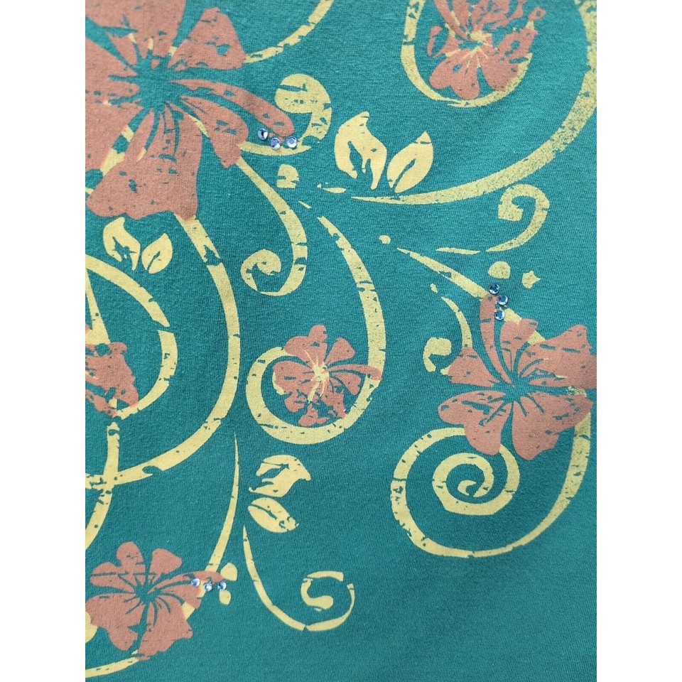 One Way Graphique Tshirt Juniors Medium Green Floral | eBay