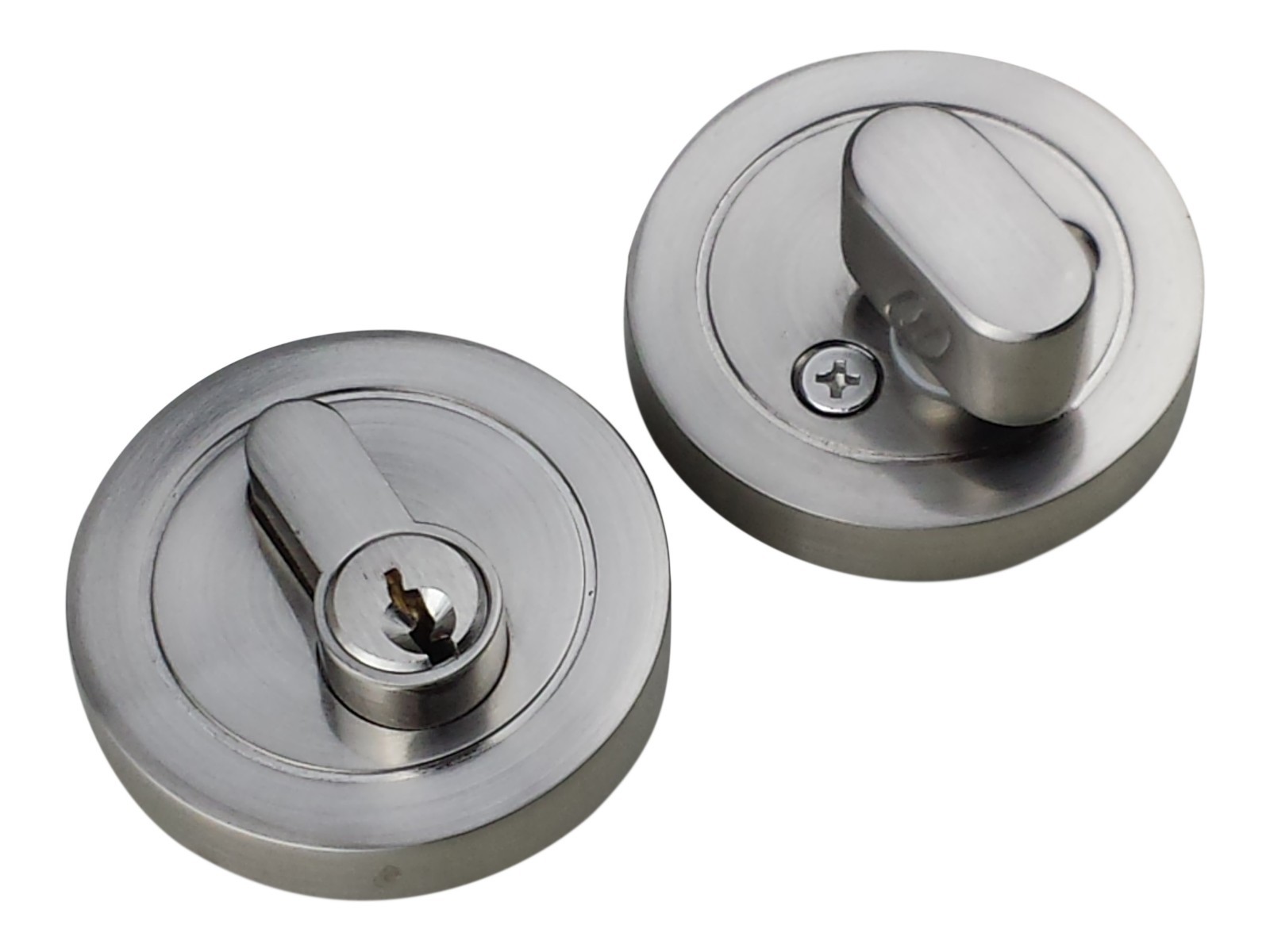 2 X DEADBOLT new ROUND DESIGN DEADLOCK SINGLE CYLINDER DOOR LOCK SATIN ...
