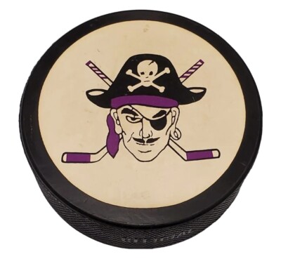 VINTAGE STICKER LOGO! ☠️ PIRATES OFFICIAL HOCKEY PUCK MADE IN CHINA 🇨🇳 ...