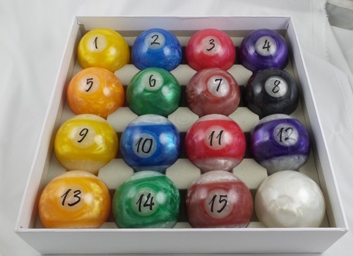 Kandy Pearlized Pro Series Billiard Ball Set - Hi-Gloss, Swirl 16 Pool ...
