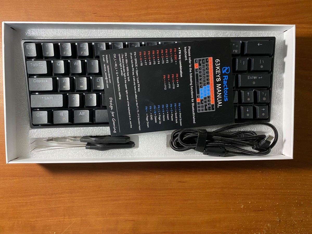 Ractous RTK63B 60% Wireless Mechanical Gaming Keyboard,RGB Blacklit PBT ...