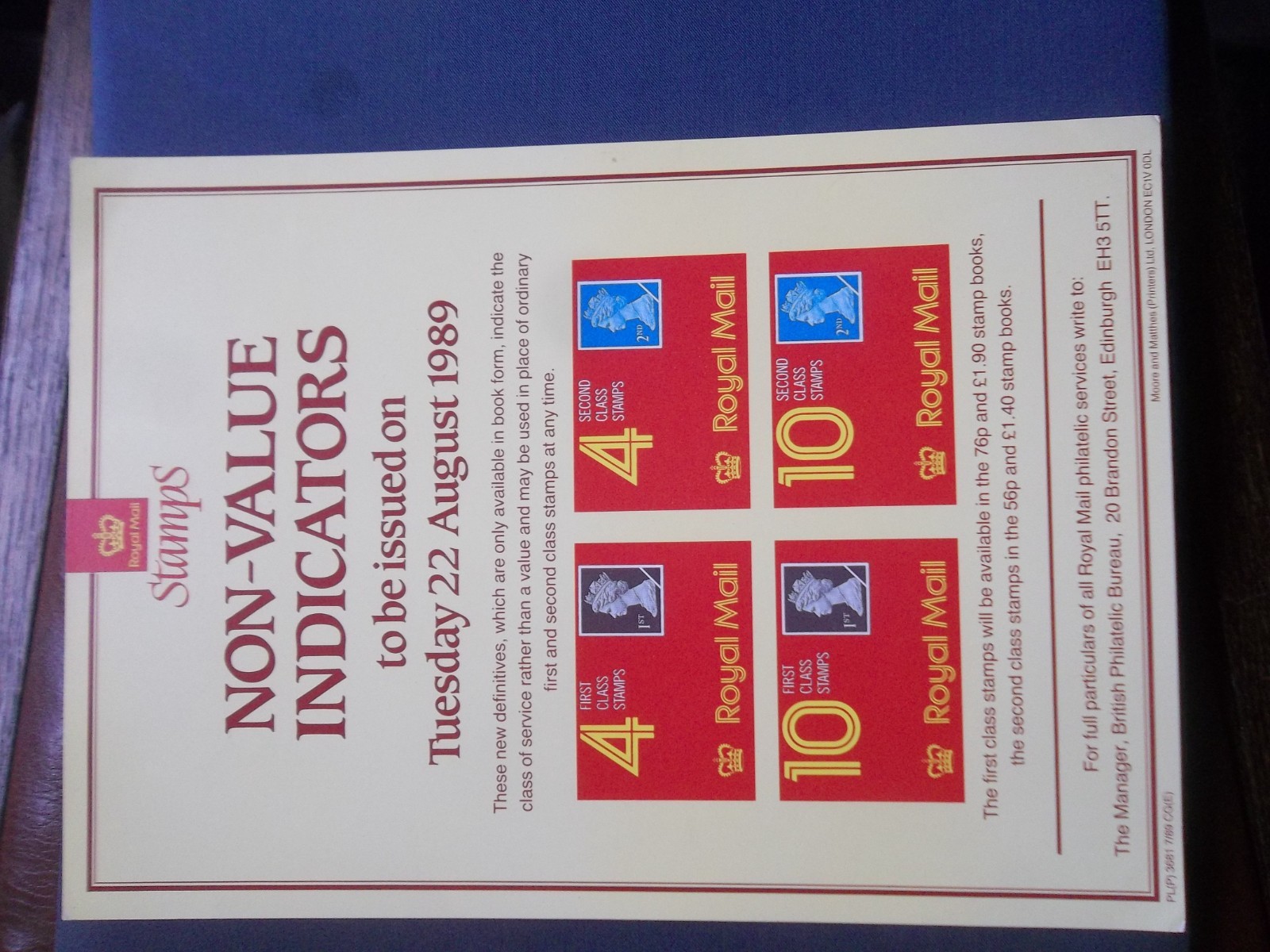 ROYAL MAIL A4 POST OFFICE POSTER 1989 MACHIN DEFINITIVE NVI STAMP ...