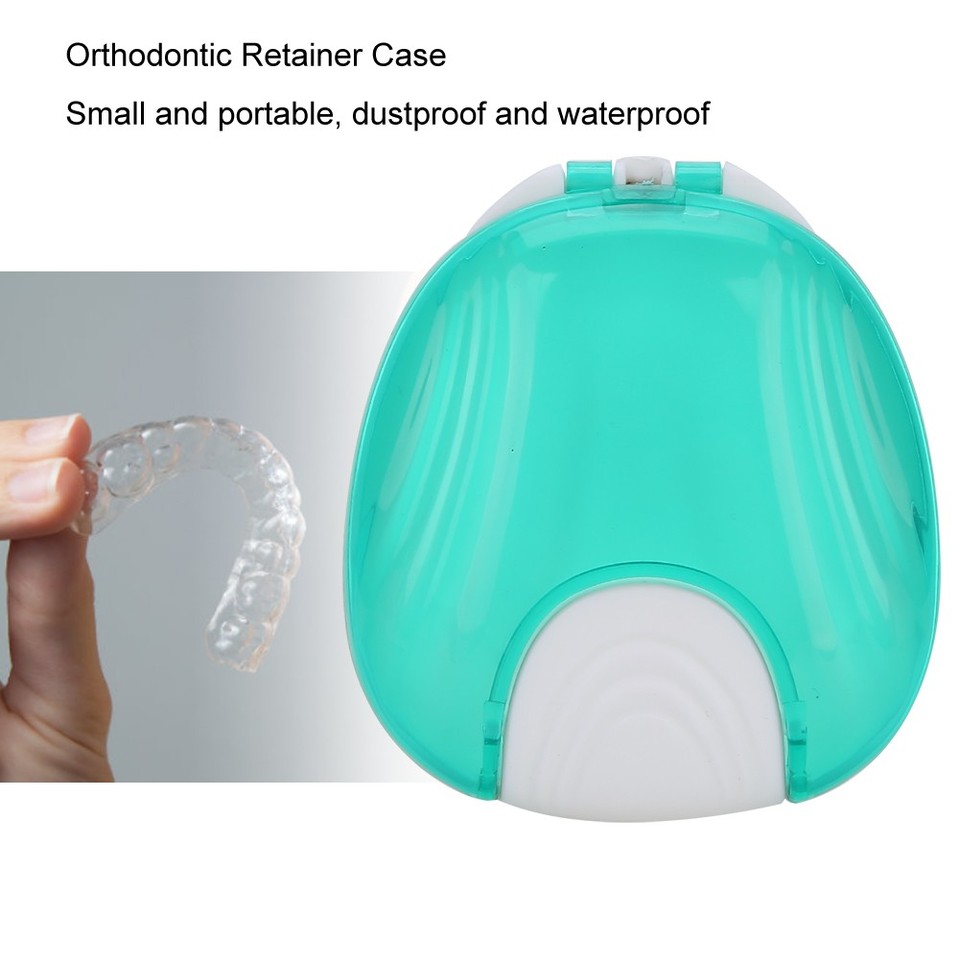 Blue Orthodontic Retainer Case Portable Adult Waterproof Denture Box ...