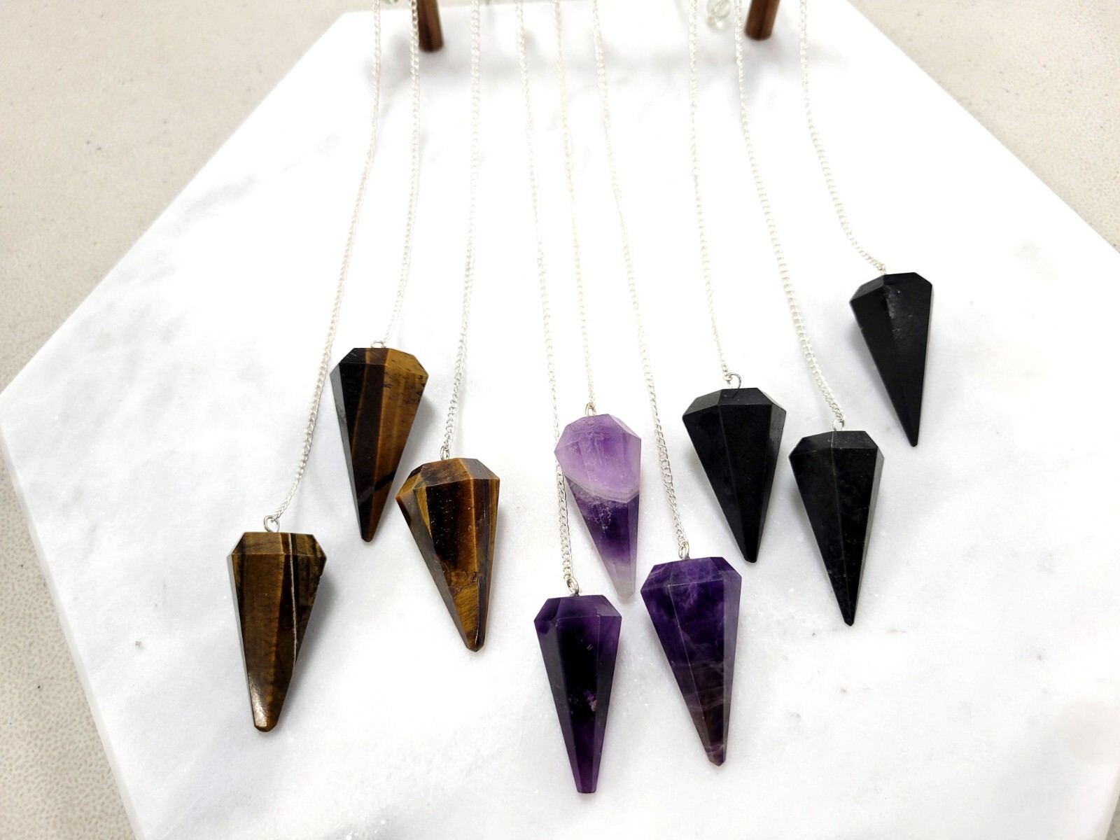 CRYSTAL PENDULUMS NATURAL FACETED GEMSTONE FOR HEALING DOWSING ENERGY ...