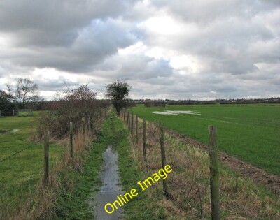 Photo 6x4 Wet path and wet fields Arbury/TL4460 The footpath from ...