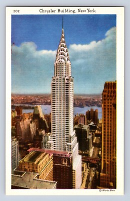 VINTAGE CHRYSLER BUILDING NEW YORK ~ LINEN POSTCARD DE | eBay