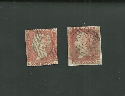 2 1841 Great Britain UK Scott #3 Used One Penny Postage Stamps Queen ...