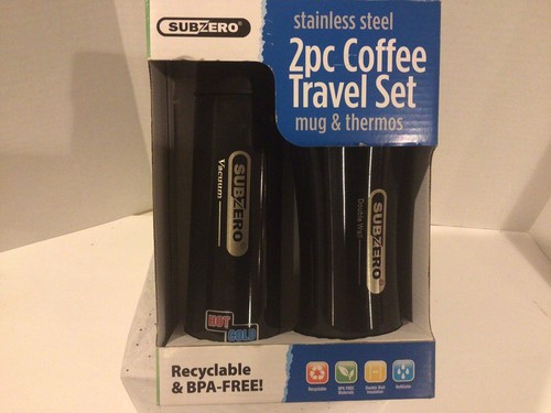 Subzero 2 Piece Insulated Stainless Steel Travel Coffee Mug & Thermos ...