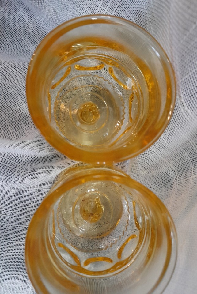Indiana Colony Glass Kings Crown Thumbprint Topaz Yellow Water Goblets ...