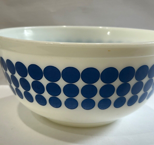 VINTAGE PYREX BLUE DOT 2 1/2 QT PYREX # 403 MIXING BOWL 8.5” DIAMETER ...