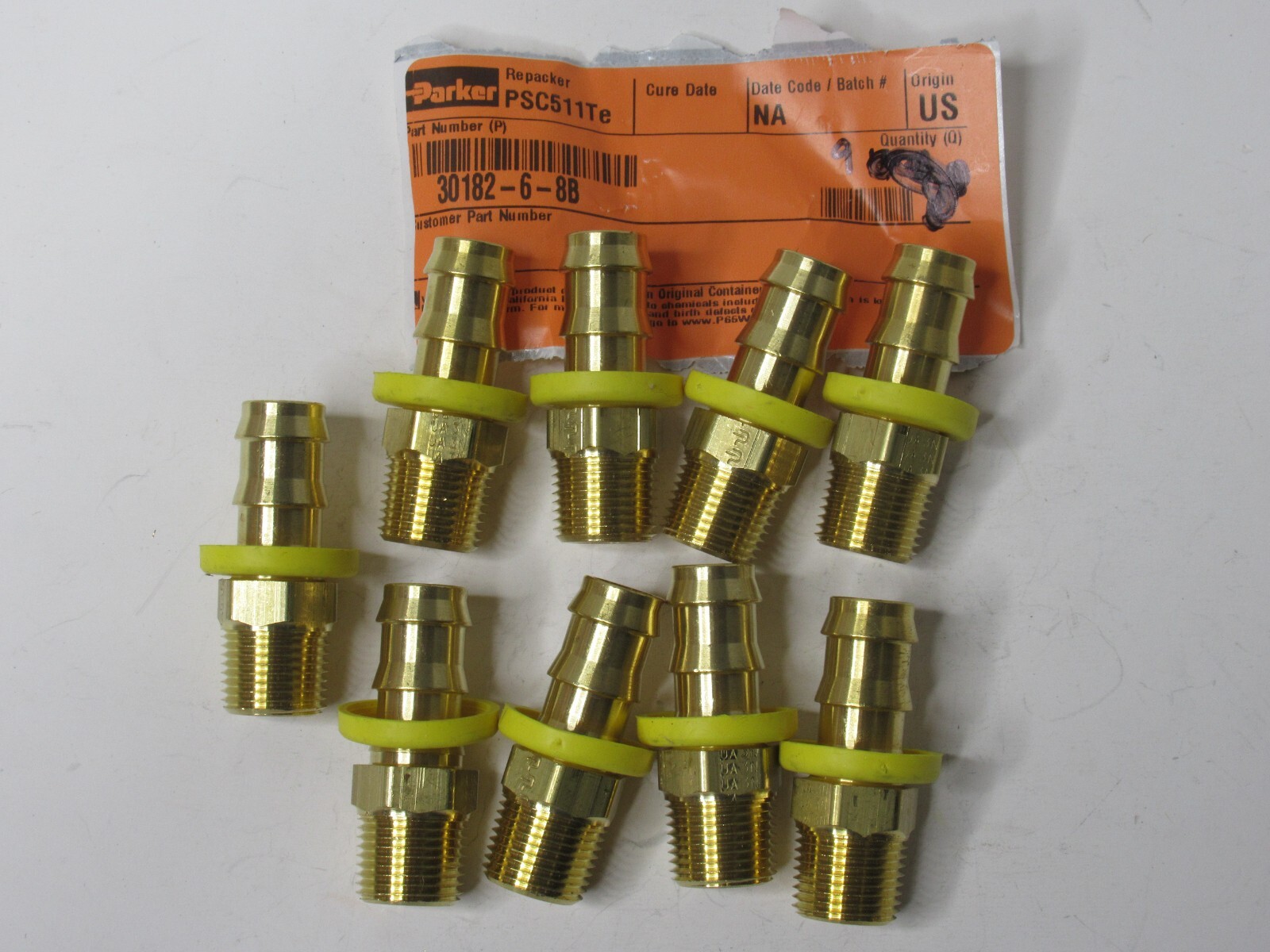 3/8 NPT TO 1/2 HOSE PARKER BRASS push on lock HOSE FITTING 30182-6-8B ...