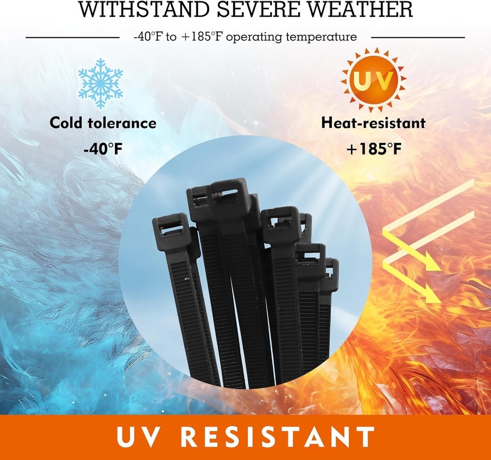 Extra Long Zip Ties Heavy Duty Outdoor, Premium Black 48 inch Large Zip ...