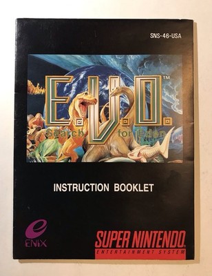 E.V.O. Search for Eden Super Nintendo SNES Instruction Manual Only EVO ...