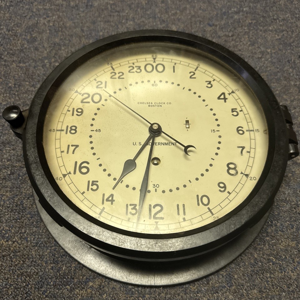 Military Time Chelsea Clock Co. Boston USA 24 hour clock vintage us gov ...