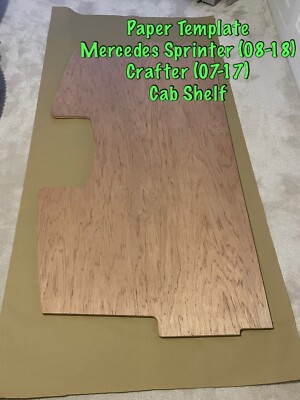 Mercedes Sprinter 08-18 Crafter 07-17 Cab Shelf PAPER Template Not Ply ...