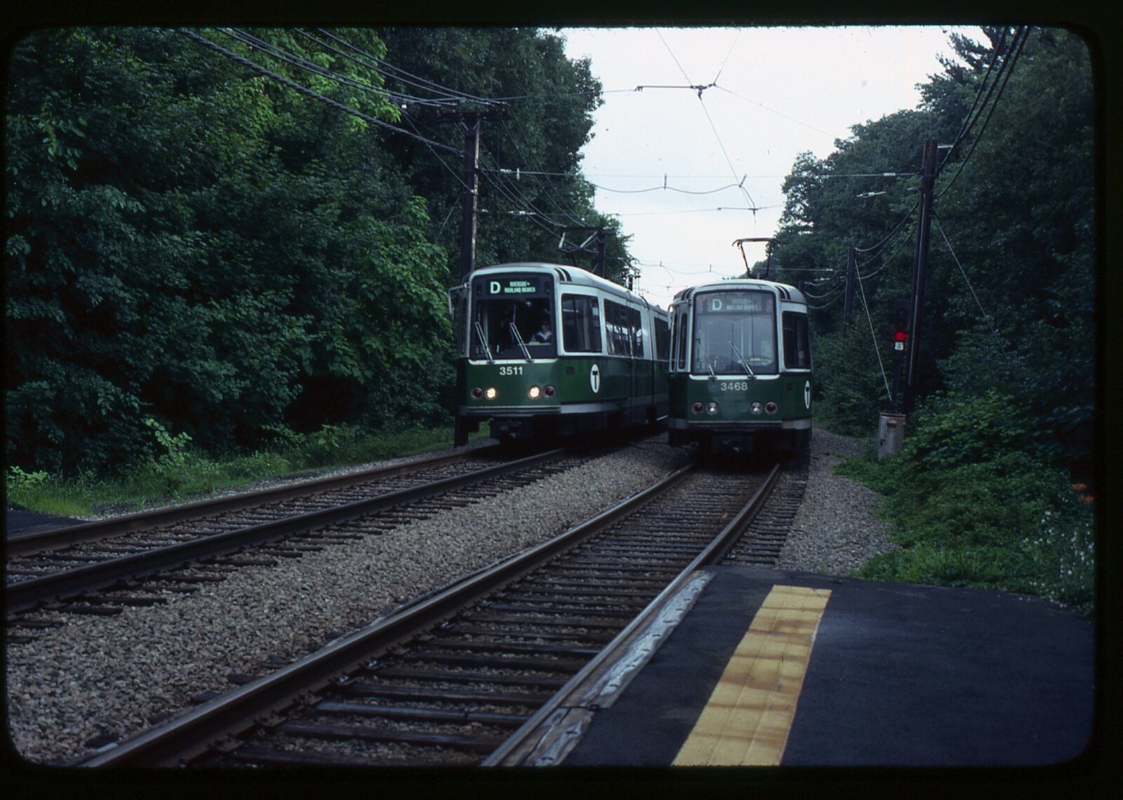 Trolley Slide - Boston MBTA T #3511 & #3468 LRV 1979 Riverside Line ...