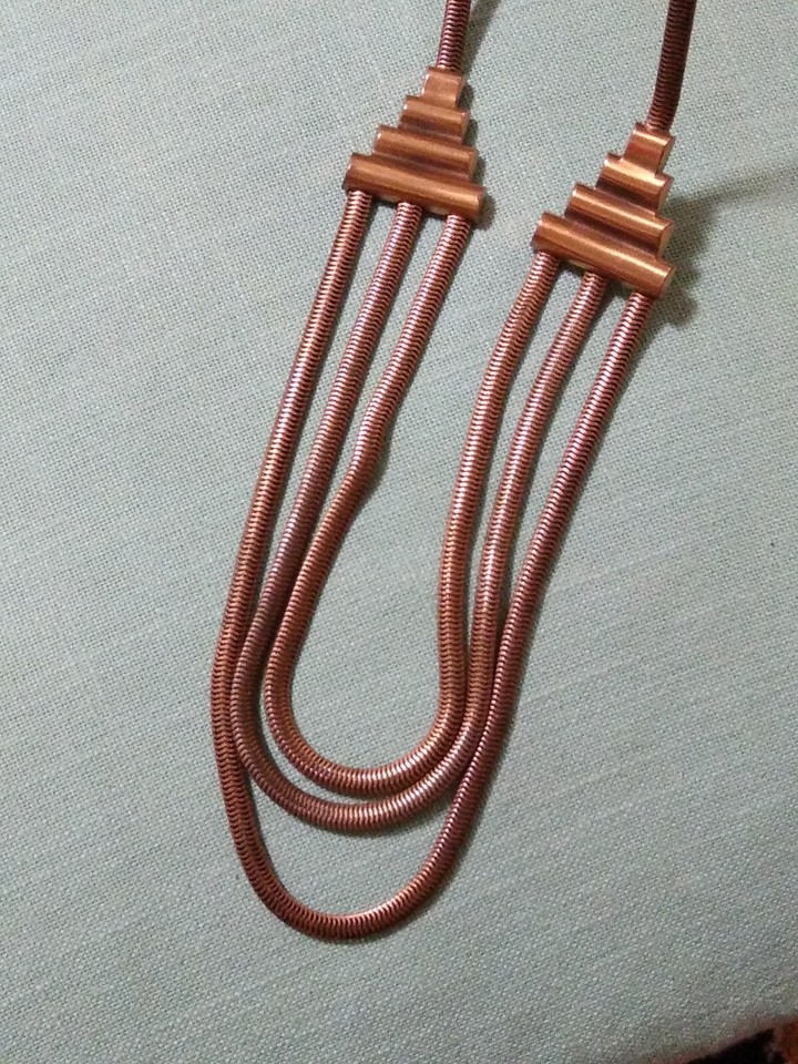 RARE STUNNING RUNWAY EGYPTIAN PYRAMID MONET 3 STRAND DRIP COPPER SNAKE ...