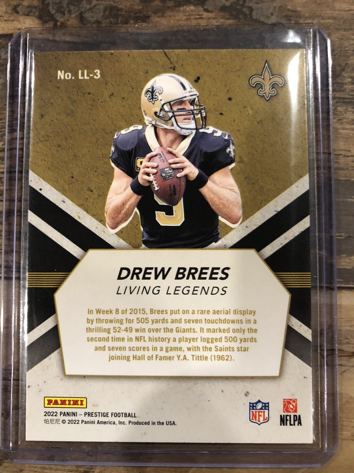 2022 Panini Prestige Drew Brees Living Legends #LL-3 New Orleans Saints ...