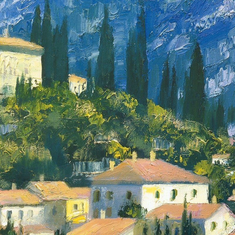 36W"x36H" BELLAGIO HILLSIDE by HOWARD BEHRENS - VILLAGE EUROPEAN TOWN ...